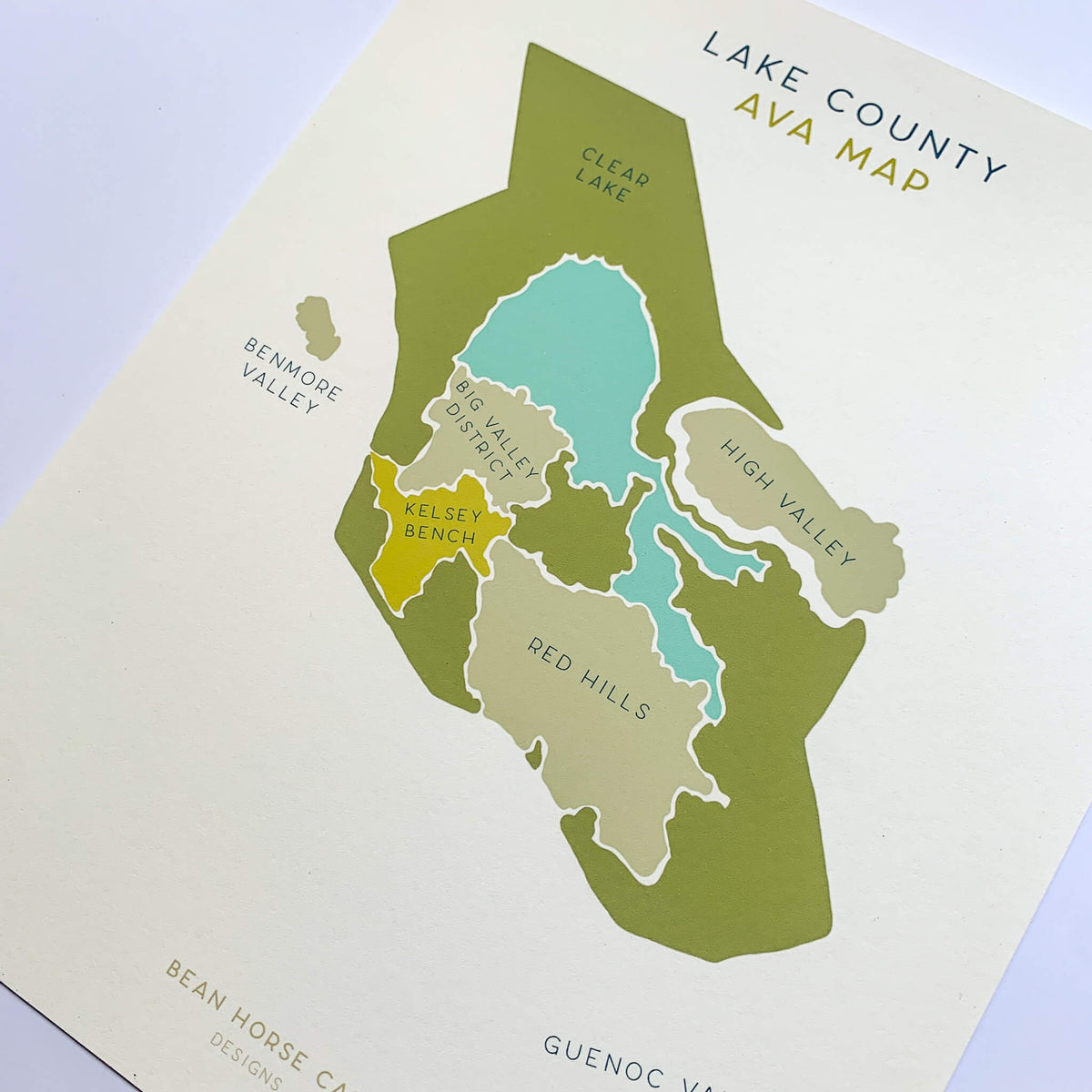 AVA Map - Lake County Labeled Art Print - North Coast Region – Bean ...