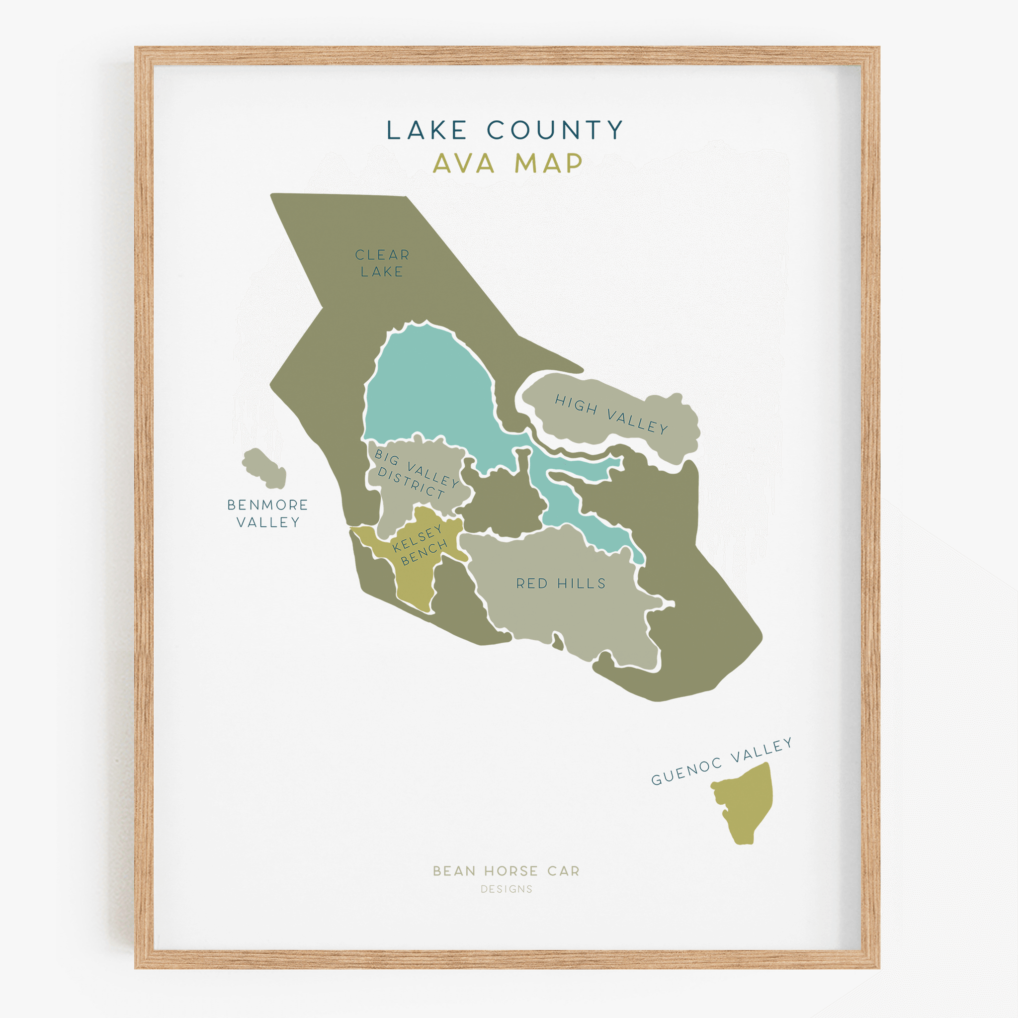 AVA Map - Lake County Labeled Art Print - North Coast Region – Bean ...