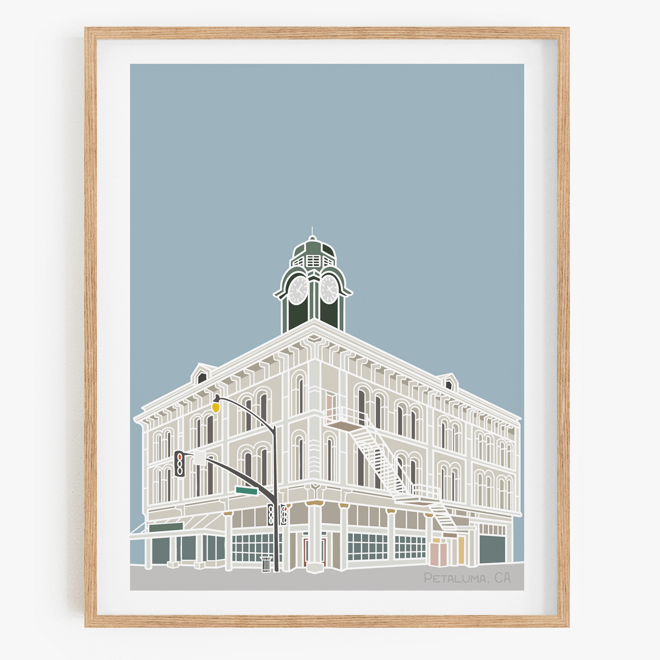 Petaluma Clock Tower Art Print – Bean Horse Car Designs