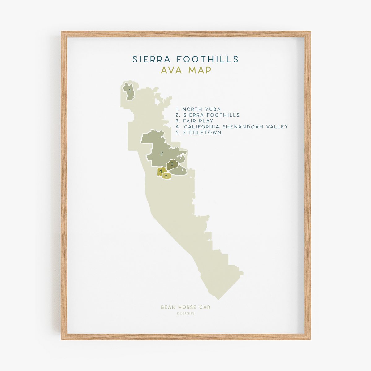 AVA Map - Sierra Foothills Labeled Art Print - Misc CA Region – Bean ...