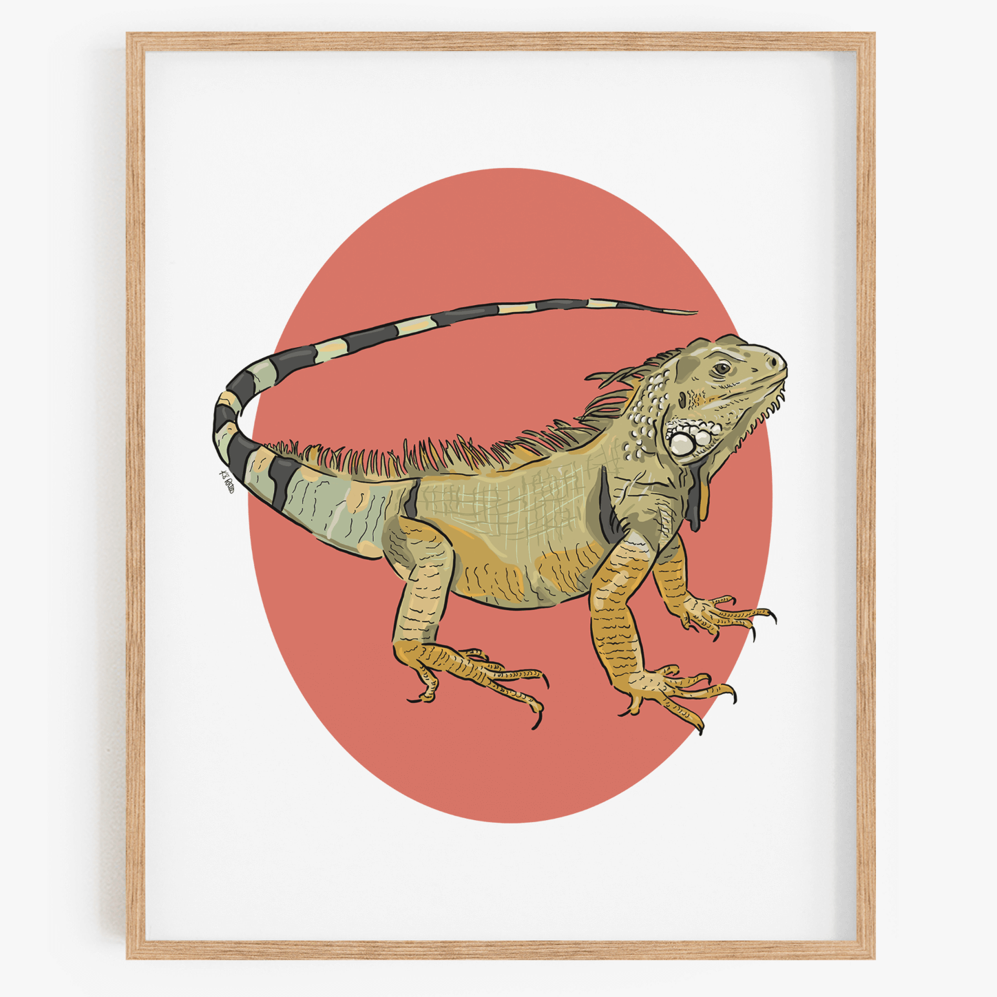 Iggy the Iguana Art Print – Bean Horse Car Designs